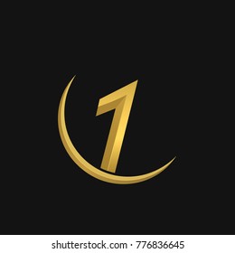 Number One Label Golden First Place Stock Vector (Royalty Free ...