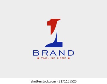 Number One Logo Red Blue Geometric Stock Vector (Royalty Free ...