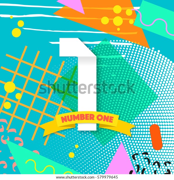 Number One Ribbon On Neo Memphis Stock Vector (Royalty Free) 579979645 ...