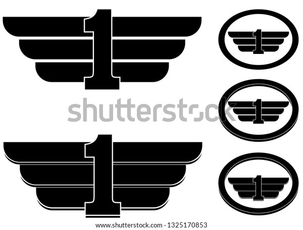 Number One Wings Crest Badge Vector Stock Vector (Royalty Free ...