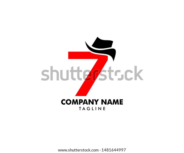 Number Seven 7 Hat Logo Illustration Stock Vector (Royalty Free ...