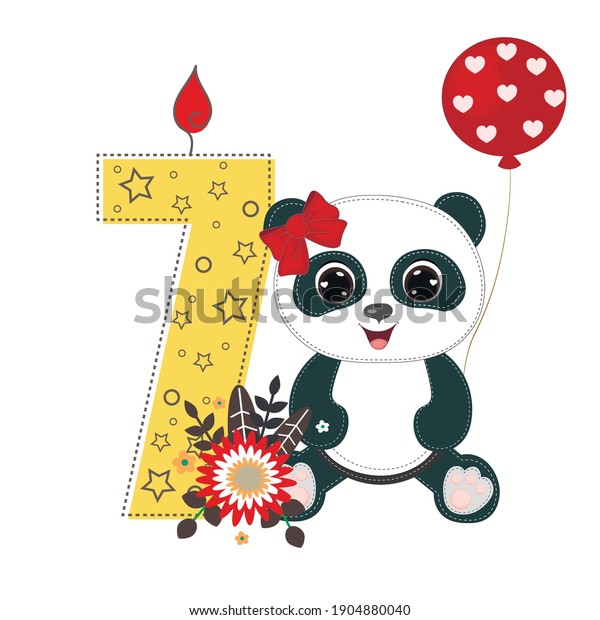 Number Seven Cute Cartoon Panda Girl Stock Vector (Royalty Free ...