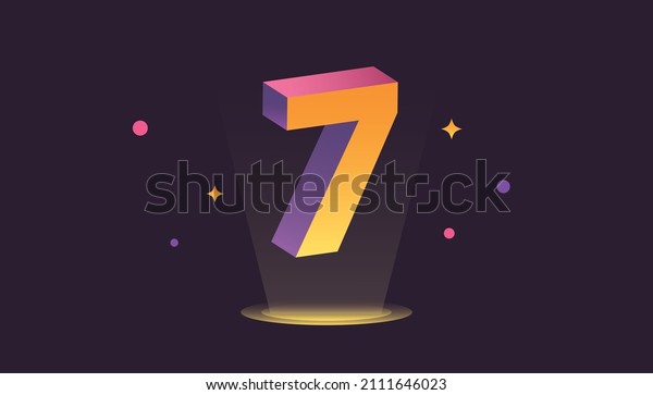 Number Seven Vector Isometric Style Illustration Stock Vector (Royalty ...