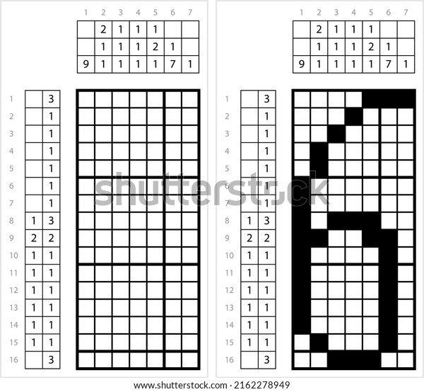 Number Six 6 Nonogram Pixel Art: เวกเตอร์สต็อก (ปลอดค่าลิขสิทธิ์ ...