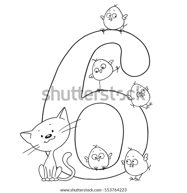 Number Six Cute Cartoon Animals Numbers Stock Vector (Royalty Free ...