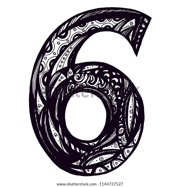 Number Six Doodle Zentangle Hand Draw 库存矢量图（免版税）1144737527 | Shutterstock