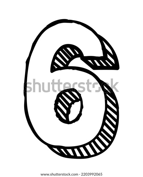 Number Six Icon Pencil Drawing Sketch Stock Vector (Royalty Free ...