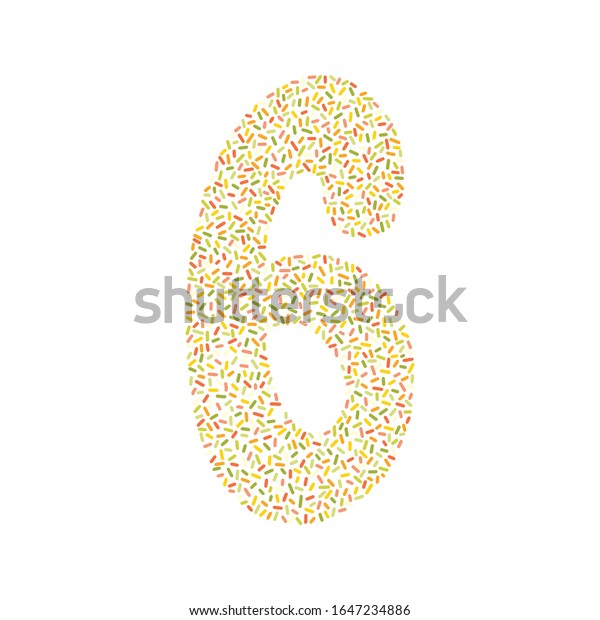 Number Six Silhouette Decorated Colored Dashes Stock Vector (Royalty ...