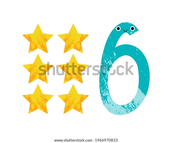 Number Six Star Cute Kawaii Number Stock Vector (Royalty Free ...