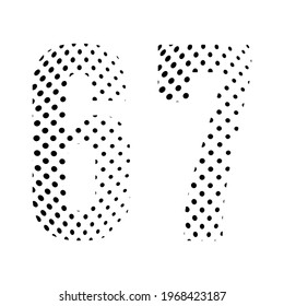Number Sixtyseven 67 Halftone Dotted Illustration Stock Vector (Royalty ...