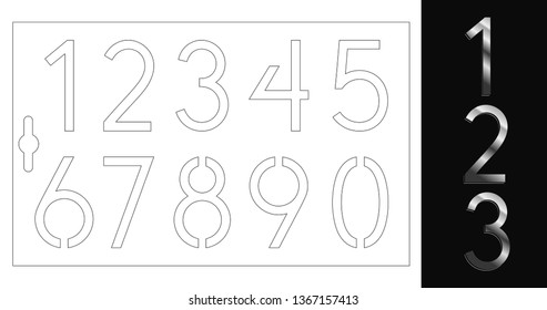 10 Number Templates Cutout Silhouettes Typographic: стоковая векторная ...