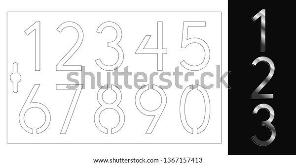 Number Stencil Template Cutout Modern Sheet: vetor stock (livre de ...