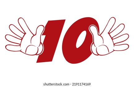 Number Ten Vector Illustration Hands Count Stock Vector (Royalty Free ...
