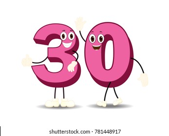 Number Thirty Cartoon Vector Image: vector de stock (libre de regalías ...