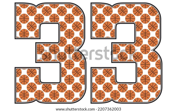 Number Thirty Three Basketball Ball Pattern Stock Vector (Royalty Free ...