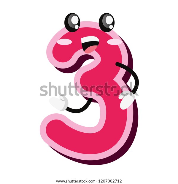 Number Three Cartoon On White Background Stock Vector (Royalty Free ...