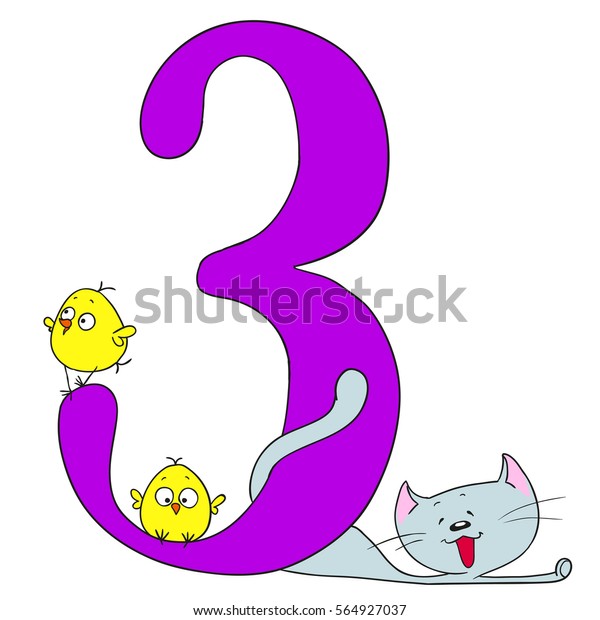 Number Three Cheerful Greetings Figures Animals Stock Vector (Royalty ...