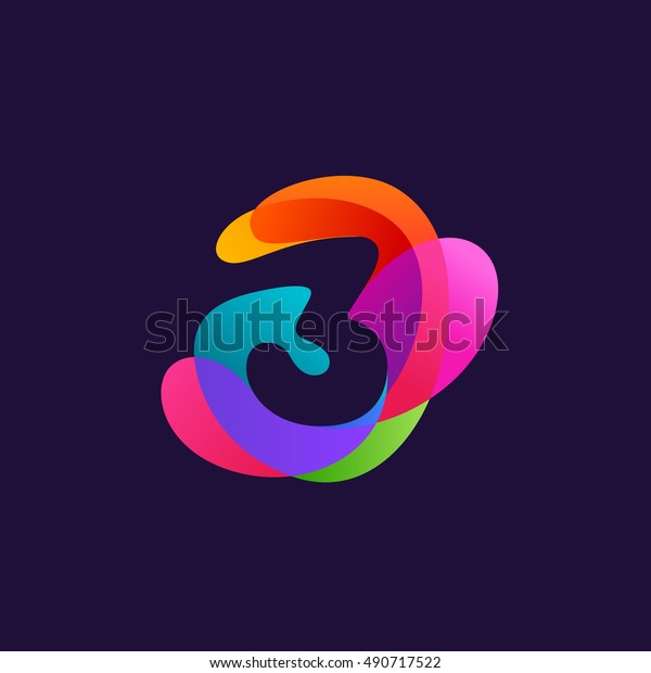 Number Three Logo Colorful Multicolor Splash Stock Vector (Royalty Free ...