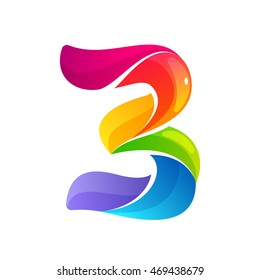 Number Three Logo Formed By Colorful Stock Vector (Royalty Free ...