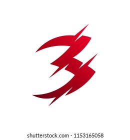 Number Three Logo Template Scratch Style Stock Vector (Royalty Free ...