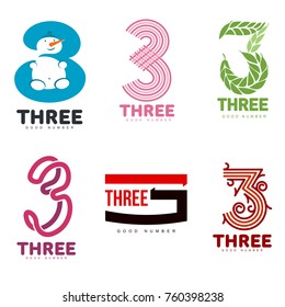 Number Three Logo Templates Full Color Stock Vector (Royalty Free ...