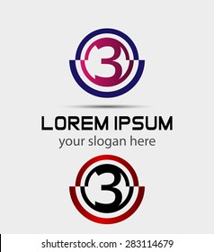 Number Three Logologo 3 Vector Template: vector de stock (libre de ...