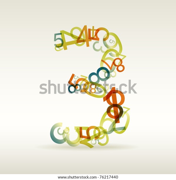 Number Three Made Colorful Numbers Check Stock Vector (Royalty Free ...