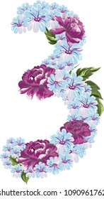 Number Three Made Flowers Vector Stock Vector (Royalty Free) 1090961762 ...