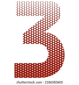 Number Three Red White Dotted Pattern Stock Vector (Royalty Free ...