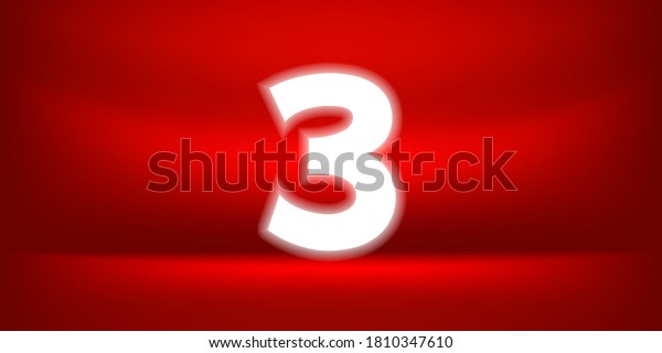 Number Three White Glow On Red Stock Vector (Royalty Free) 1810347610 ...