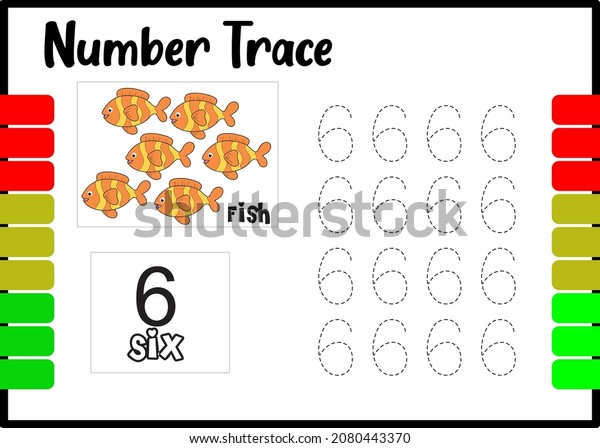 Number Trace Color Fish Tracing Number Stock Vector (Royalty Free ...