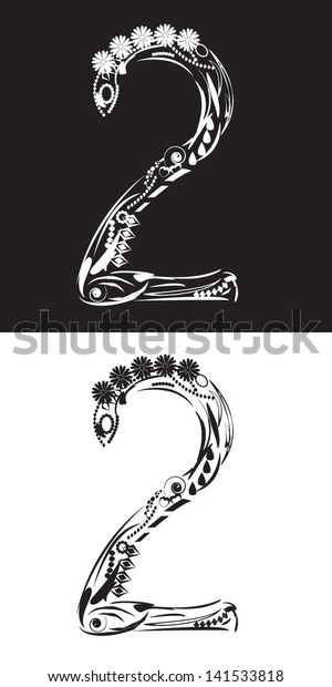 Number Two Black On White Background Stock Vector (Royalty Free ...