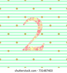 Number Two Colorful Polka Dot Gold Stock Vector (Royalty Free ...