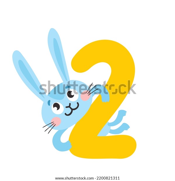 Number Two Cute Cartoon Rabbit Kids Stock Vector (Royalty Free ...