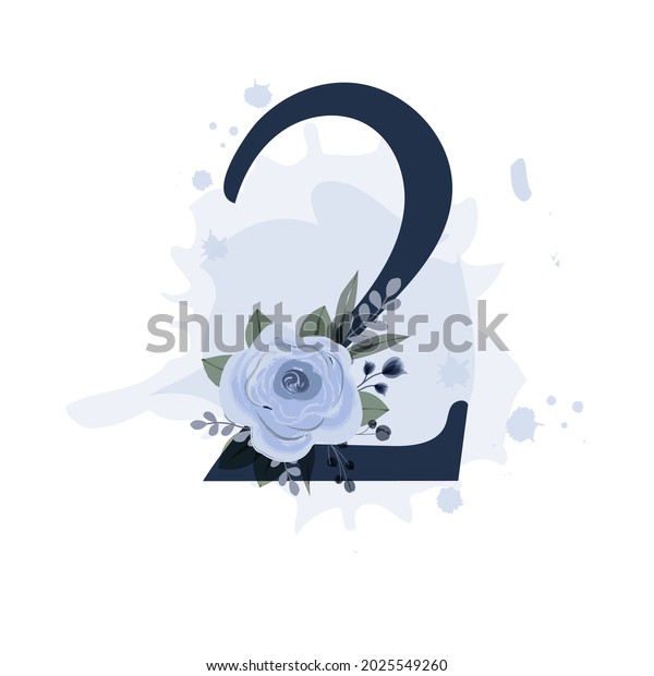 Number Two Decorated Royal Blue Rose Stock Vector (Royalty Free ...
