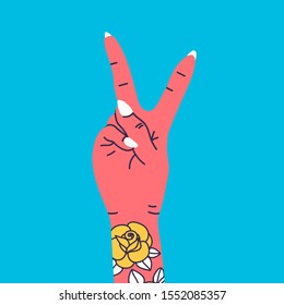Number Two Hand Gesture Symbol Hand: vector de stock (libre de regalías ...