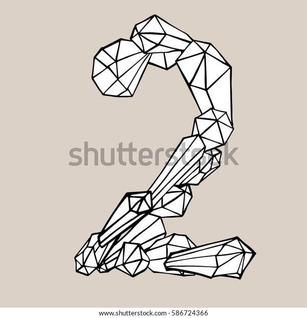 Number Two Handdrawn Crystals Beautiful Figures Stock Vector (Royalty ...