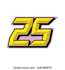 Number Vector Sports Racing Number 25 Stock Vector (Royalty Free ...