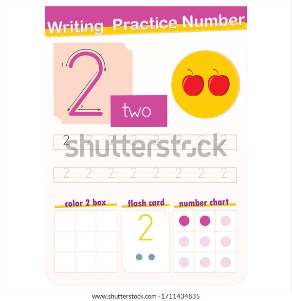 Number Writing Practice English Number 2 Stock Vector (Royalty Free ...