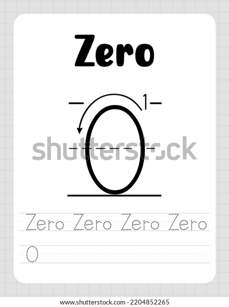 Number Zero Tracing Worksheet Kids Learn Stock Vector (Royalty Free ...
