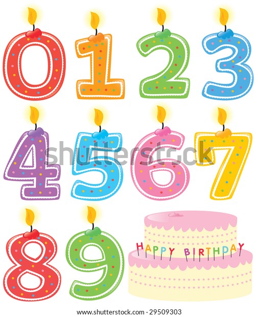 Numbered Birthday Candles Cake Isolated Stock Vector (Royalty Free) 29509303