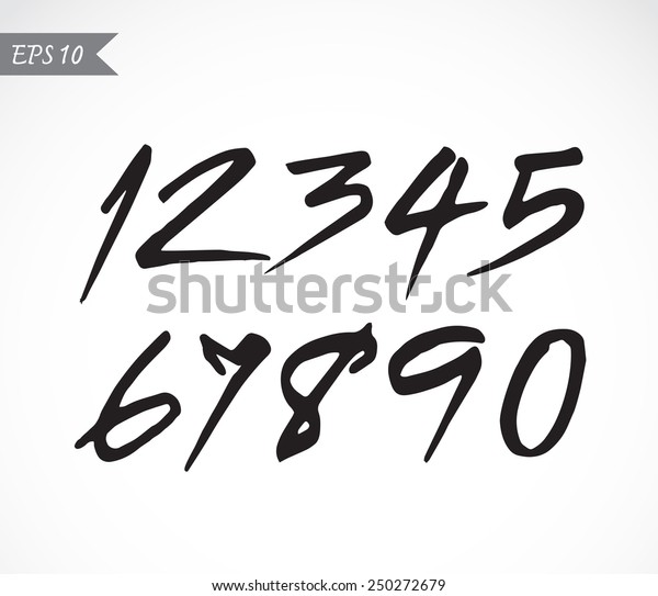 Numbers 09 Written Brush On White Stock Vector (Royalty Free) 250272679