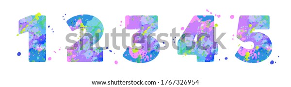 Numbers 12345 Effect Liquid Spots Paint Stock Vector (Royalty Free ...