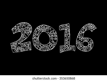 Numbers 2016 Hand Drawing Illustration Stock Vector (Royalty Free ...