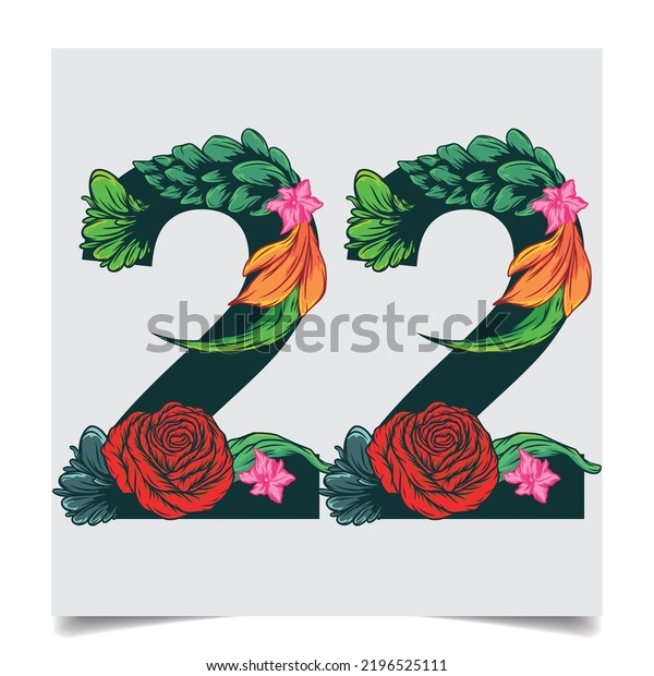 Numbers 22 Vector Colorful Flower Font Stock Vector (Royalty Free ...