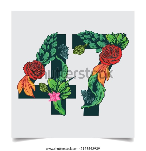 Numbers 47 Vector Colorful Flower Font Stock Vector (Royalty Free ...