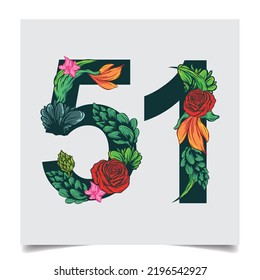 Numbers 51 Vector Colorful Flower Font Stock Vector (Royalty Free ...