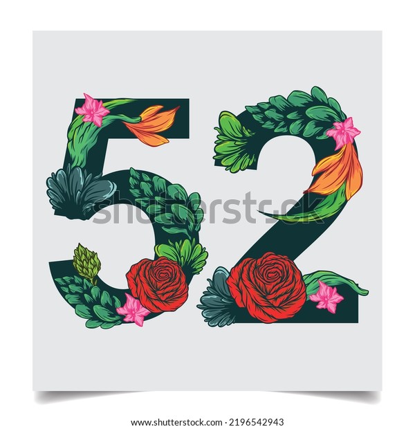 Numbers 52 Vector Colorful Flower Font Stock Vector (Royalty Free ...