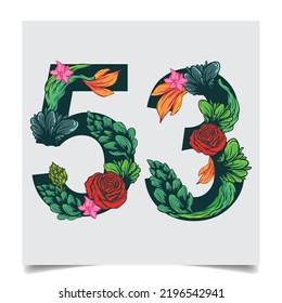 Numbers 53 Vector Colorful Flower Font Stock Vector (Royalty Free ...