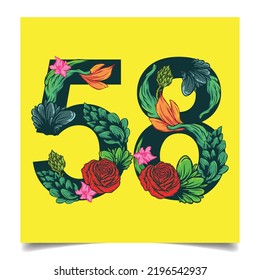 Numbers 58 Vector Colorful Flower Font Stock Vector (Royalty Free ...
